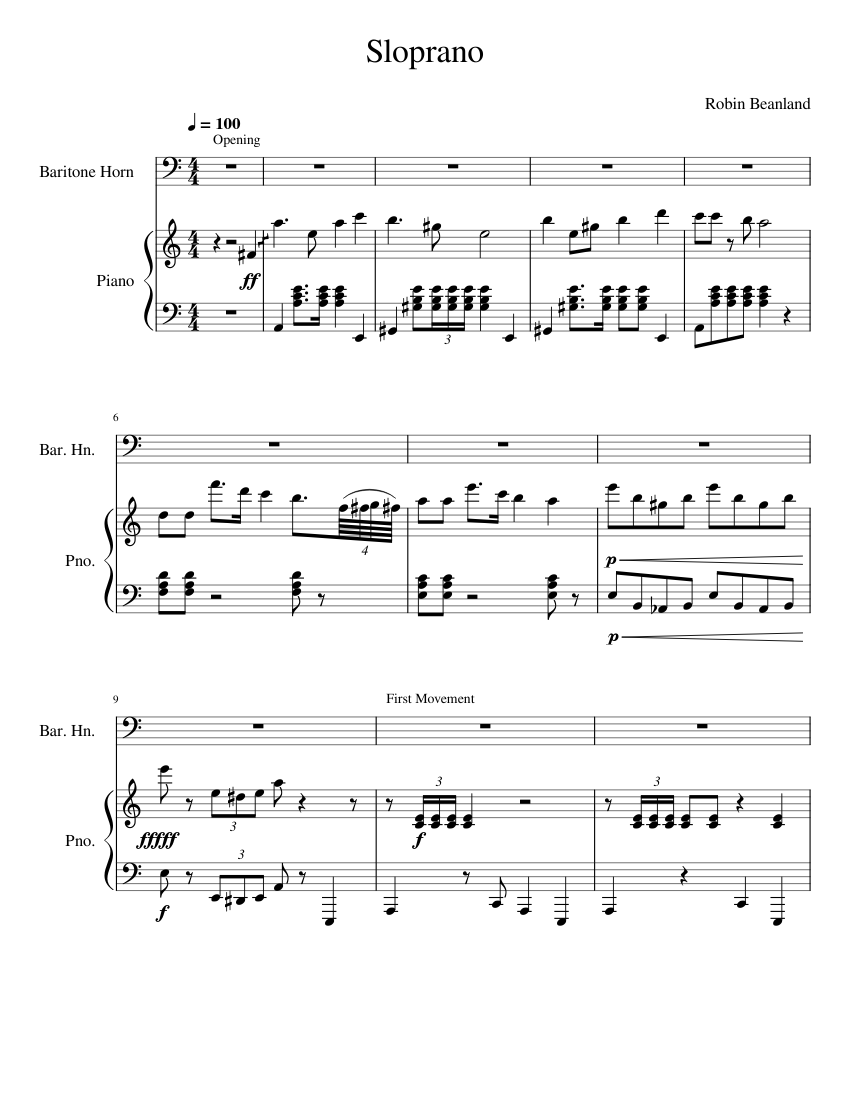 Sloprano Sheet Music for Piano, Baritone horn (Solo) | MuseScore.com