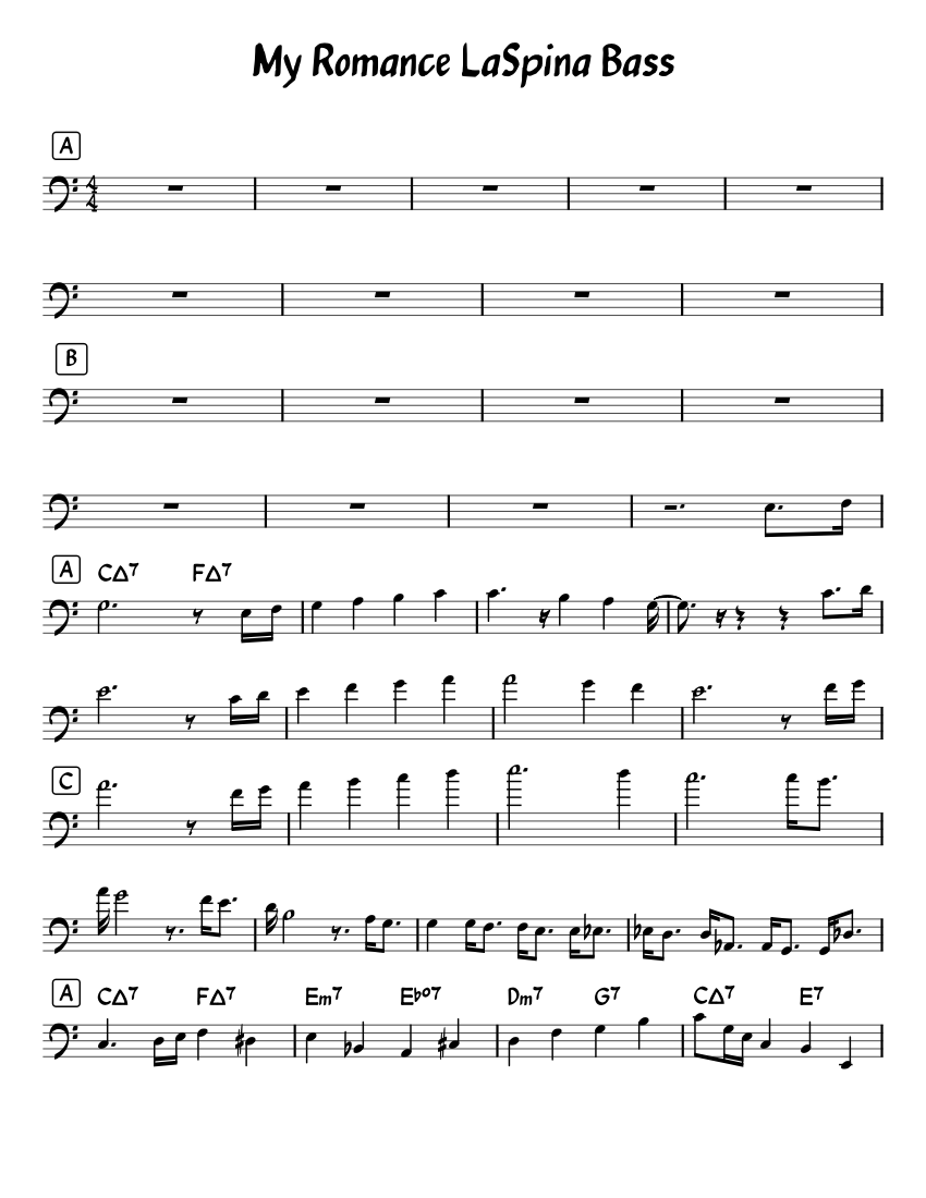 My Romance Sheet Music with Chords for Bass guitar (Solo) | MuseScore.com