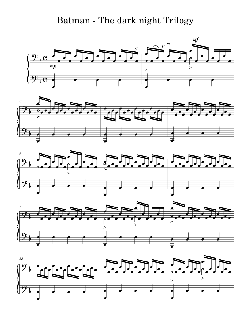 Batman - the dark trilogy – Hans Zimmer and James Newton Howard Arr. By ...