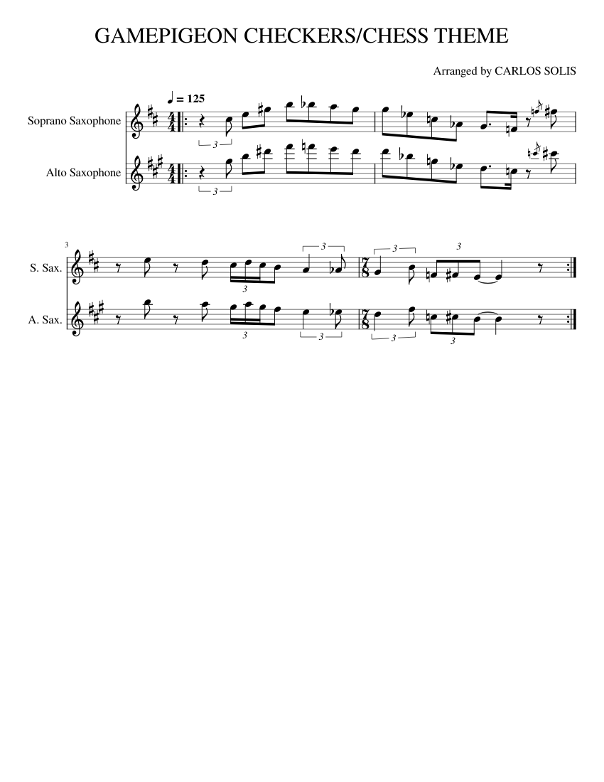 GAMEPIGEON CHECKERS/CHESS THEME by CARLIT0CHURRIT0 Sheet music for ...