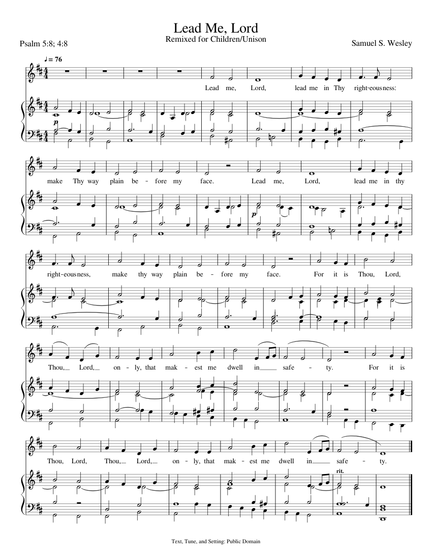 Lead Me, Lord Sheet Music for Organ, Vocals (Mixed Duet) | MuseScore.com