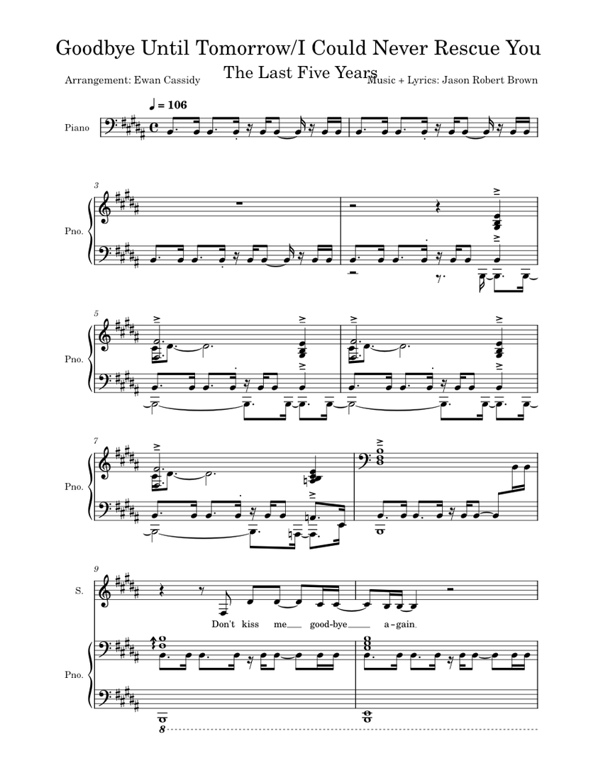 Goodbye Until Tomorrow/I Could Never Rescue You | The Last Five Years ...