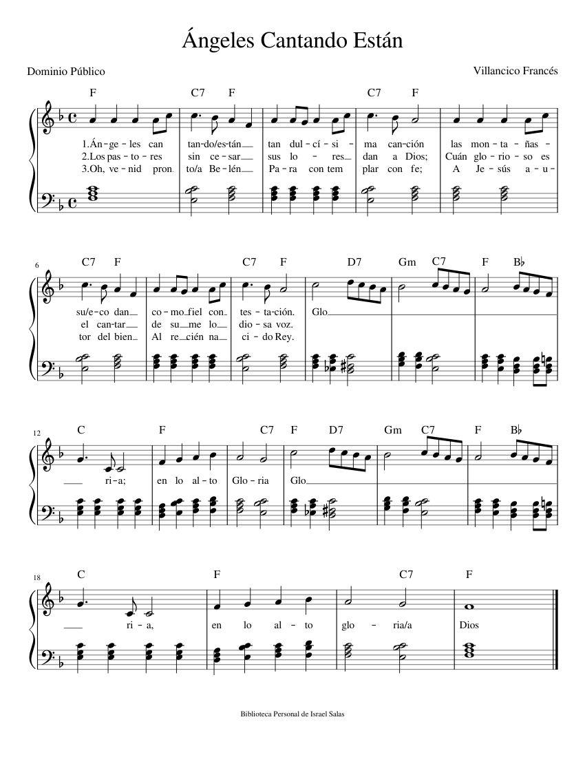 Ángeles Cantando Están Sheet Music for Piano (Solo) easy | MuseScore.com