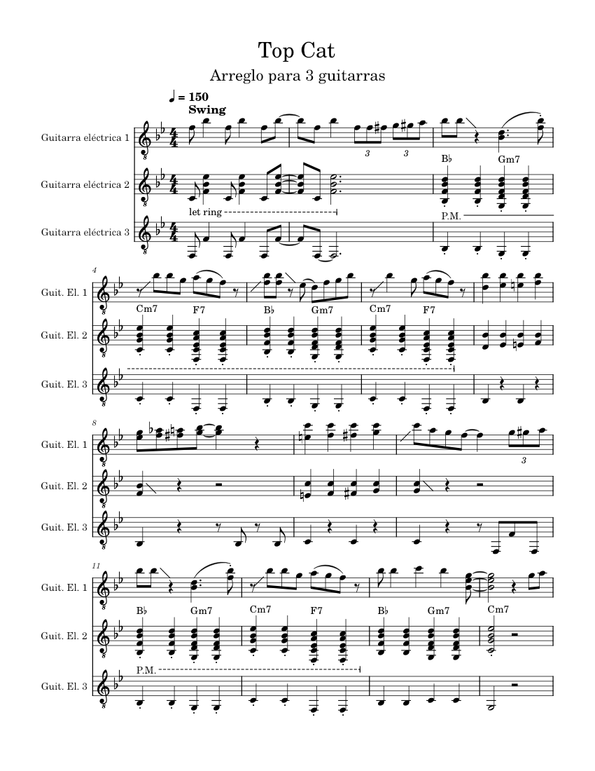 Top Cat (guitar trio) - Hoyt Curtin Sheet music for Guitar (Mixed Trio ...