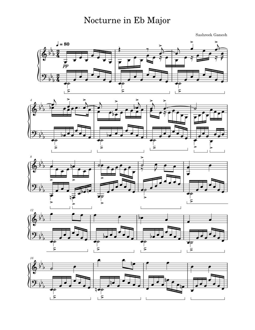 Nocturne in Eb Major - piano tutorial