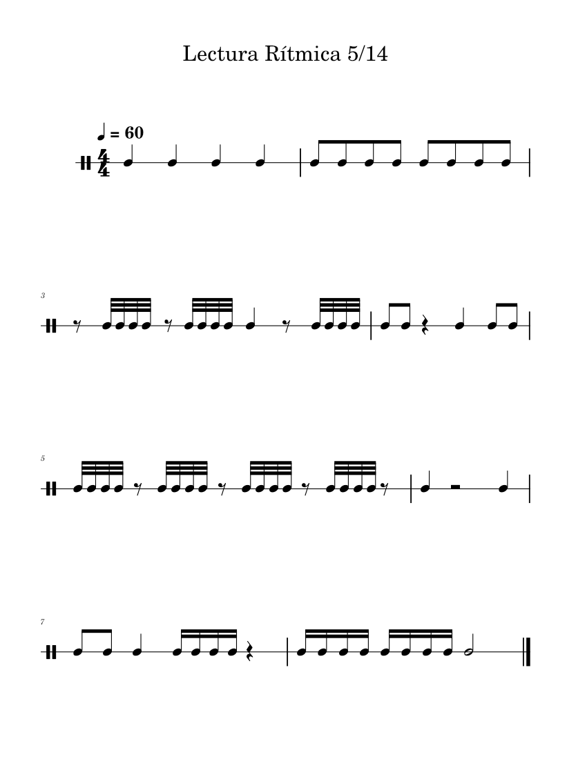Lectura Rítmica 5/14 Sheet music for Slap (Solo) | Musescore.com