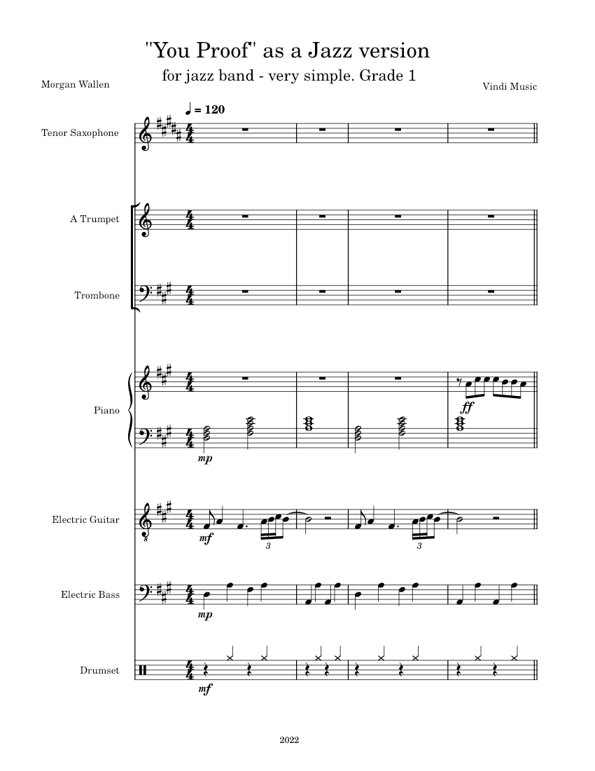 You Proof – Morgan Wallen You Proof as a Jazz version Sheet music for ...