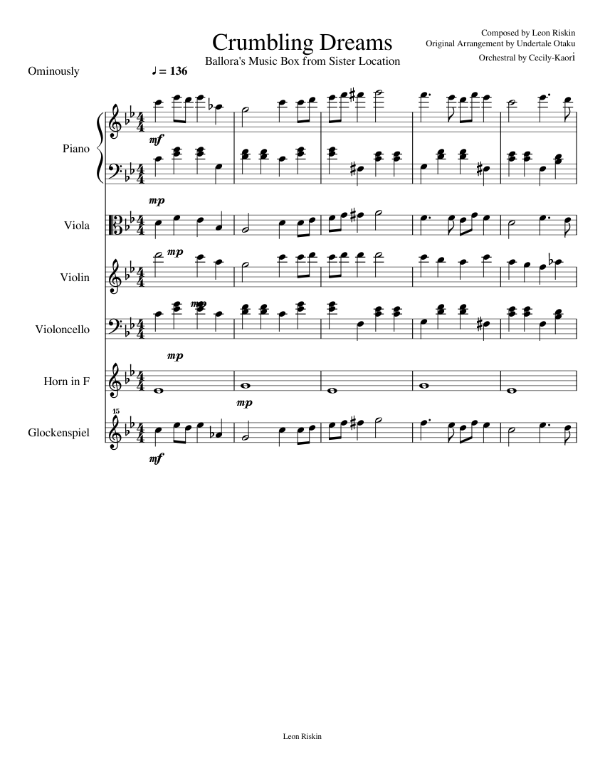 Crumbling Dreams (Orchestral Arrange) Incomplete Sheet music for Piano ...