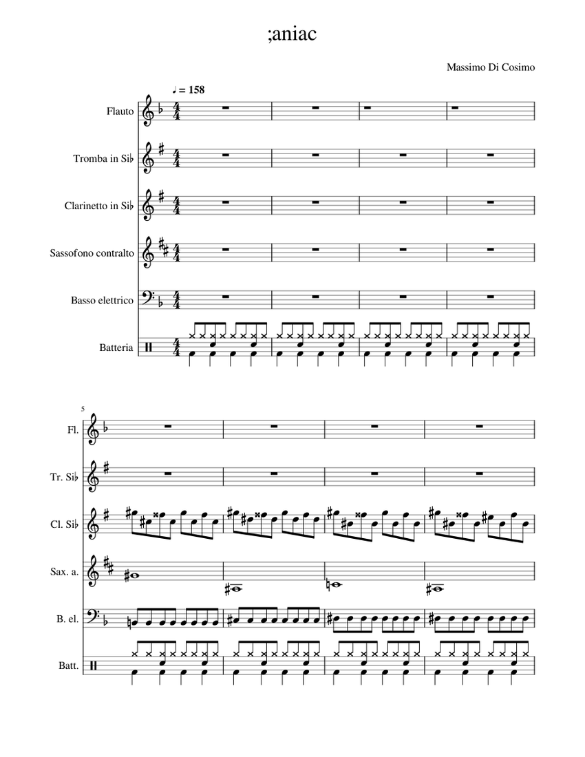 Maniac Sheet Music for Flute, Clarinet in b-flat, Saxophone alto ...