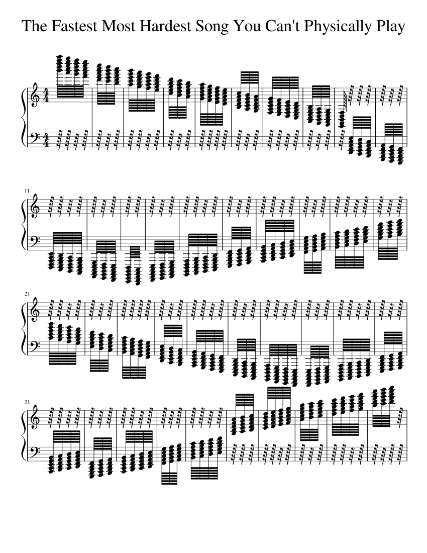 The Fastest Most Hardest Song You Can't Physically Play Sheet Music for ...