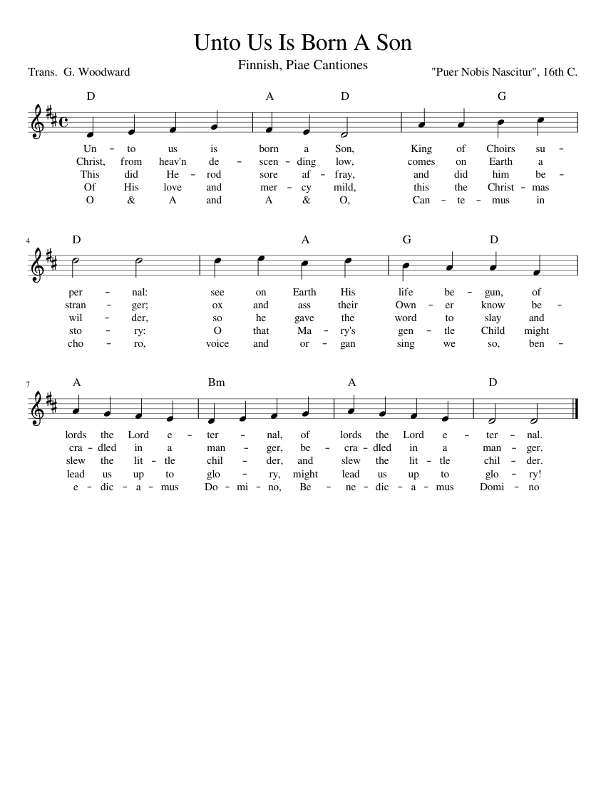 Unto Us Is Born A Son Sheet music for Vocals (Solo) | Musescore.com