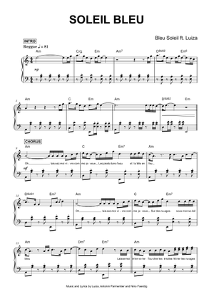 Soleil Bleu – Bleu Soleil feat. Luiza Sheet Music for Piano (Solo) | MuseScore.com