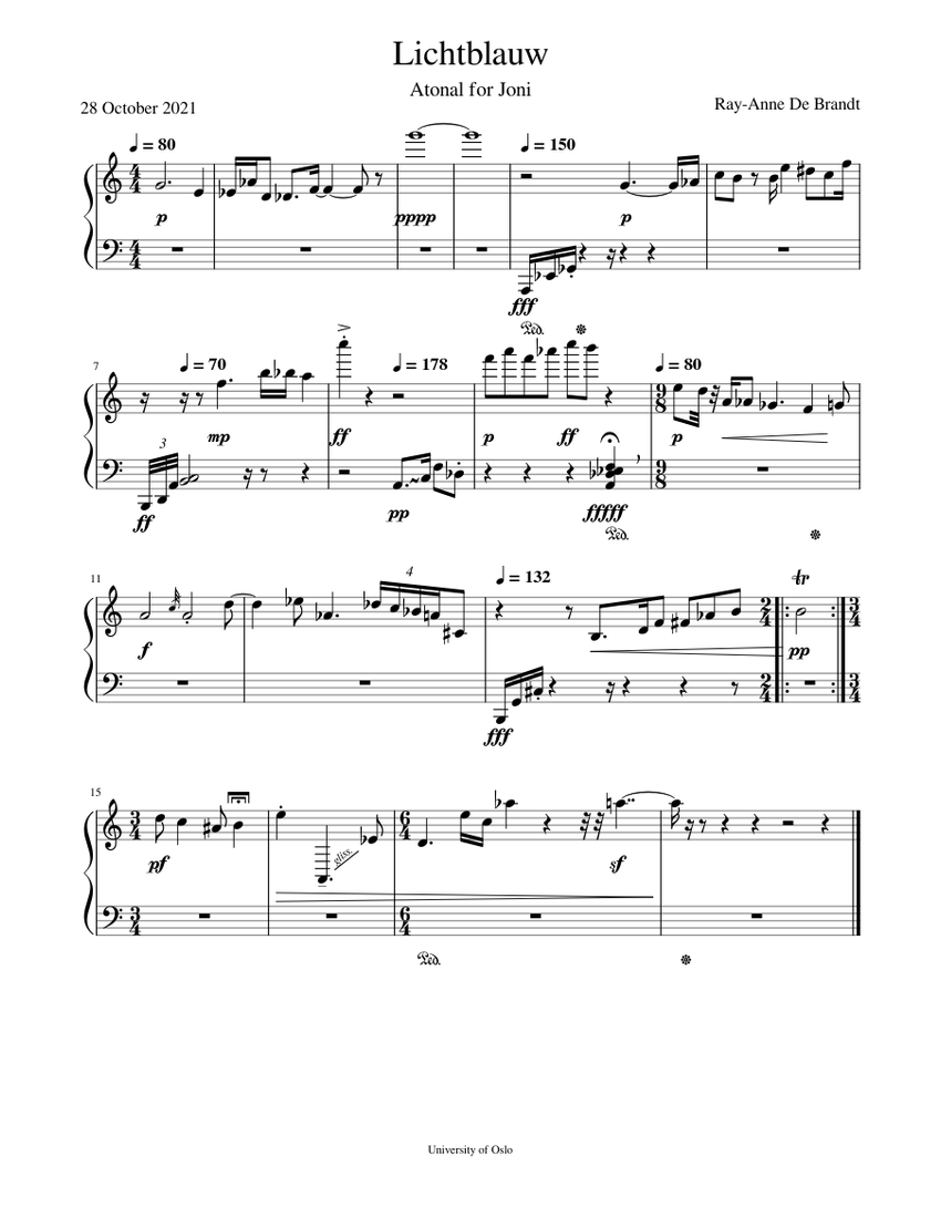 Atonal 1 Sheet music for Piano (Solo) | Musescore.com