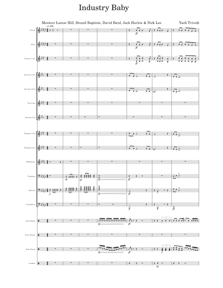 Industry Baby – Lil Nas X Industry Baby Sheet music for Trombone, Flute ...