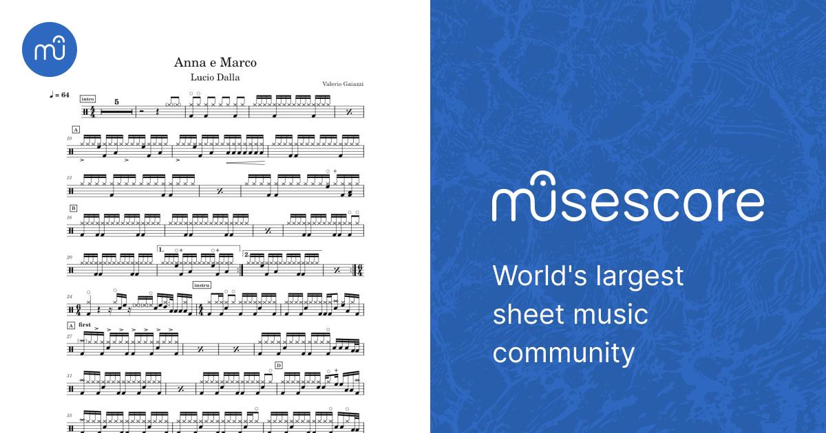 Anna e Marco – Lucio Dalla Sheet Music for Drum group (Solo ...