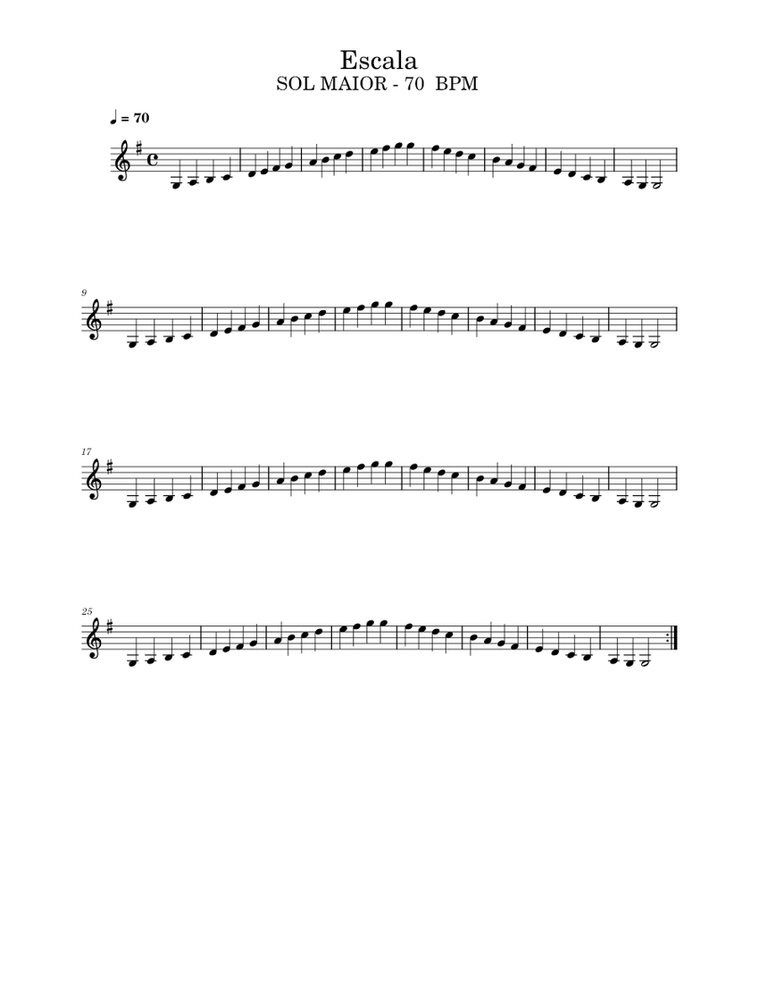 Escala SOL MAIOR - 70 BPM Sheet music for Violin (Solo) | Musescore.com