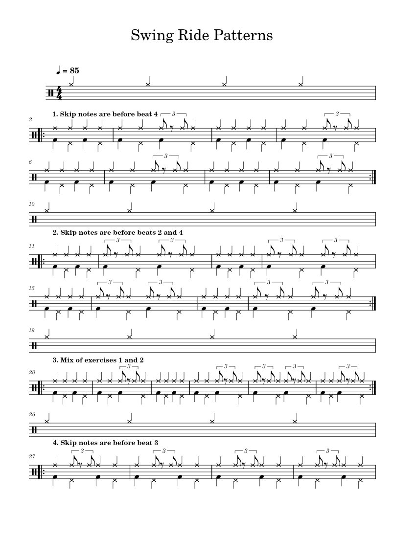 Swing_Ride_Patterns Sheet music for Drum group (Solo) | Musescore.com