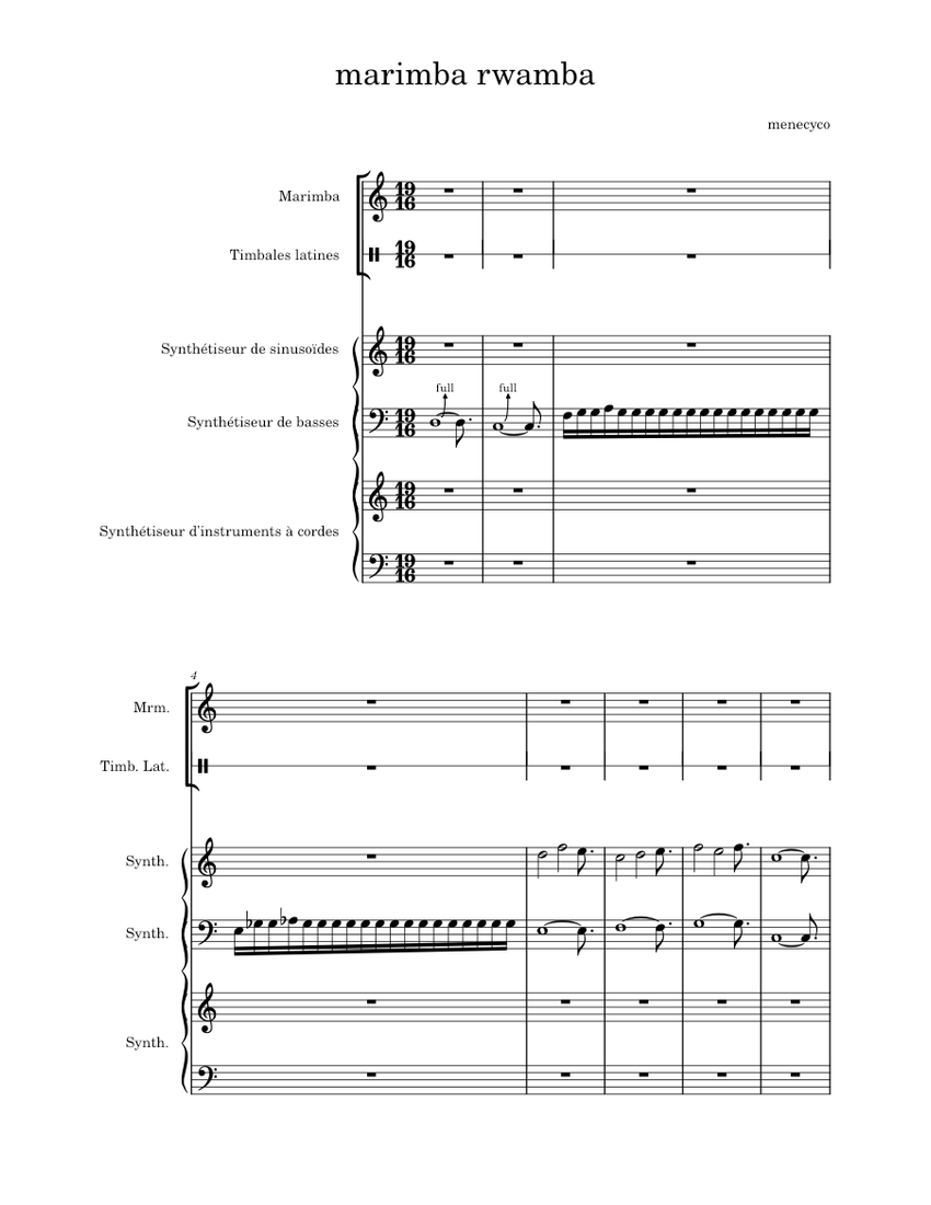 marimba rwamba Sheet music for Bass guitar, Marimba, Strings group ...