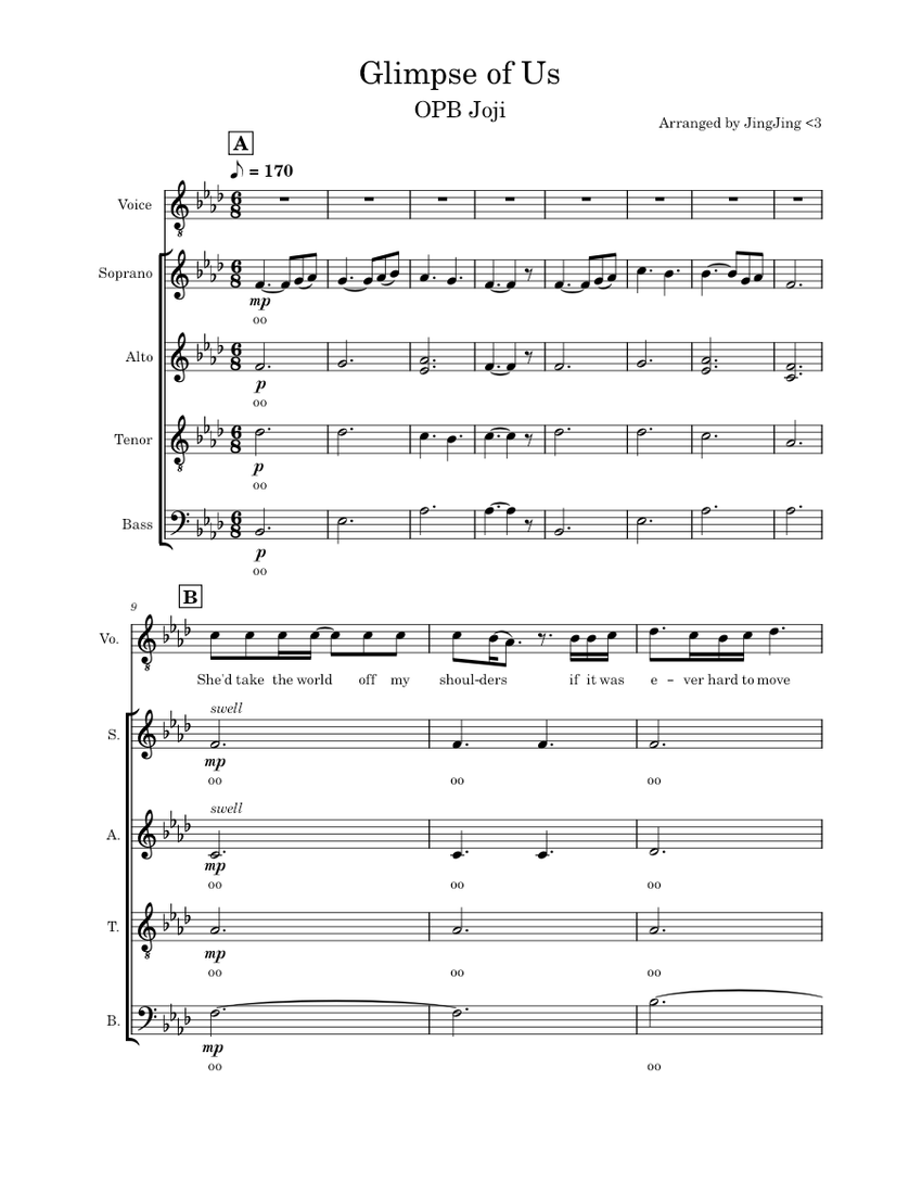 Glimpse of us – Unaccompanied Minors Glimpse of Us Draft4 1 Sheet music ...