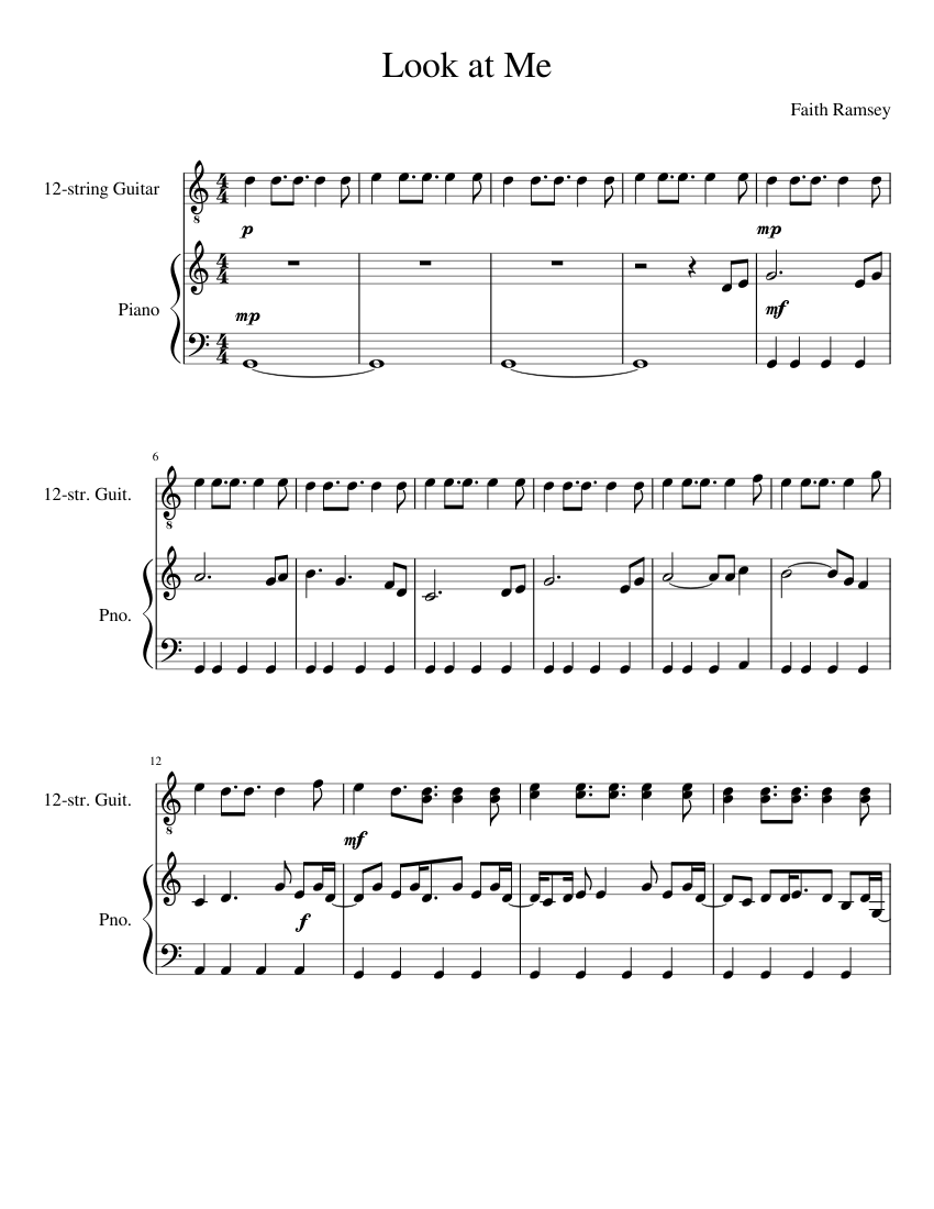 Look at Me Sheet music for Piano, Guitar (Mixed Duet) | Musescore.com