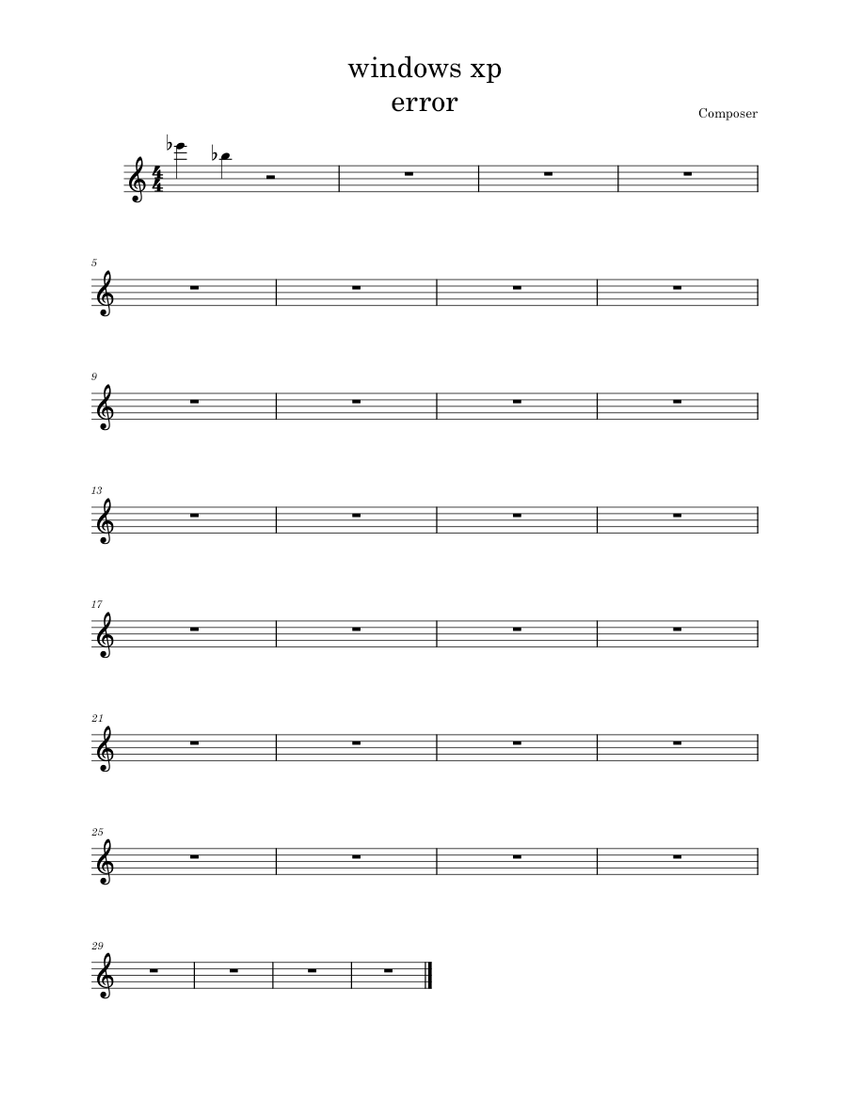 windows xp error Sheet music for Piano (Solo) Easy | Musescore.com