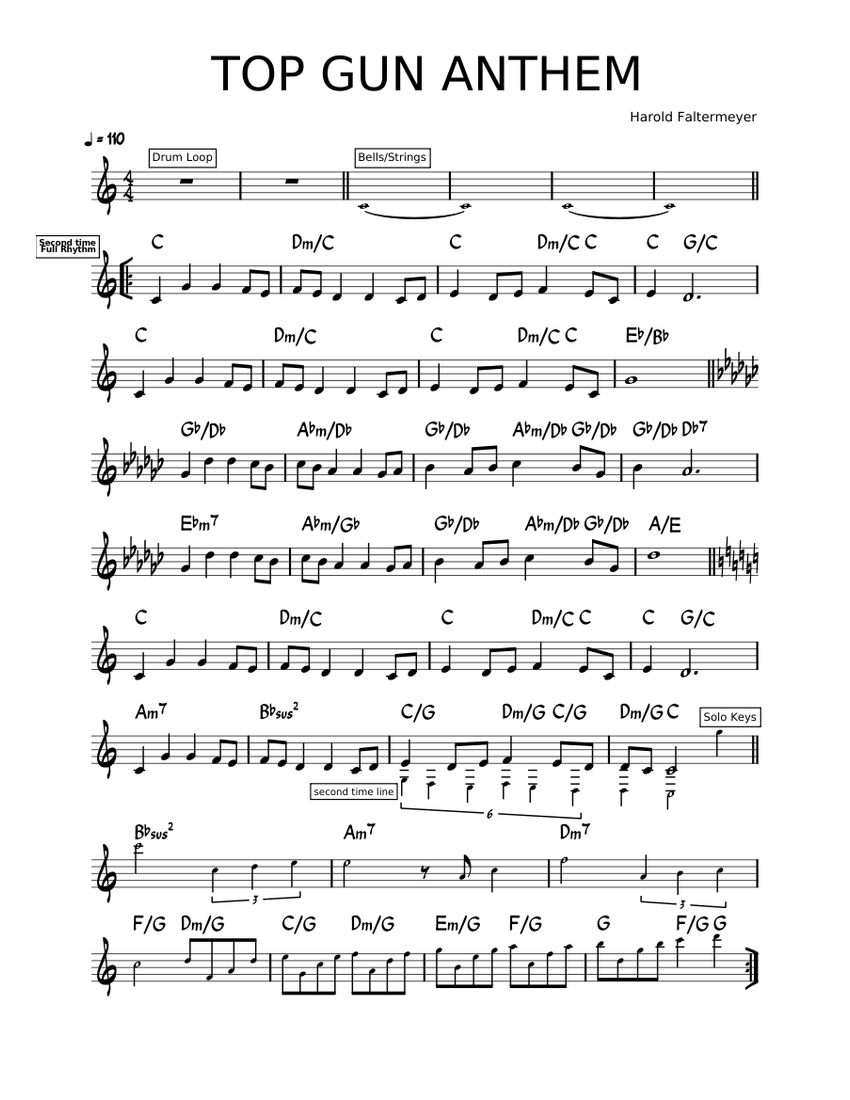 Top Gun - Harold Faltermeyer/Steve Stevens Sheet Music with Chords for ...