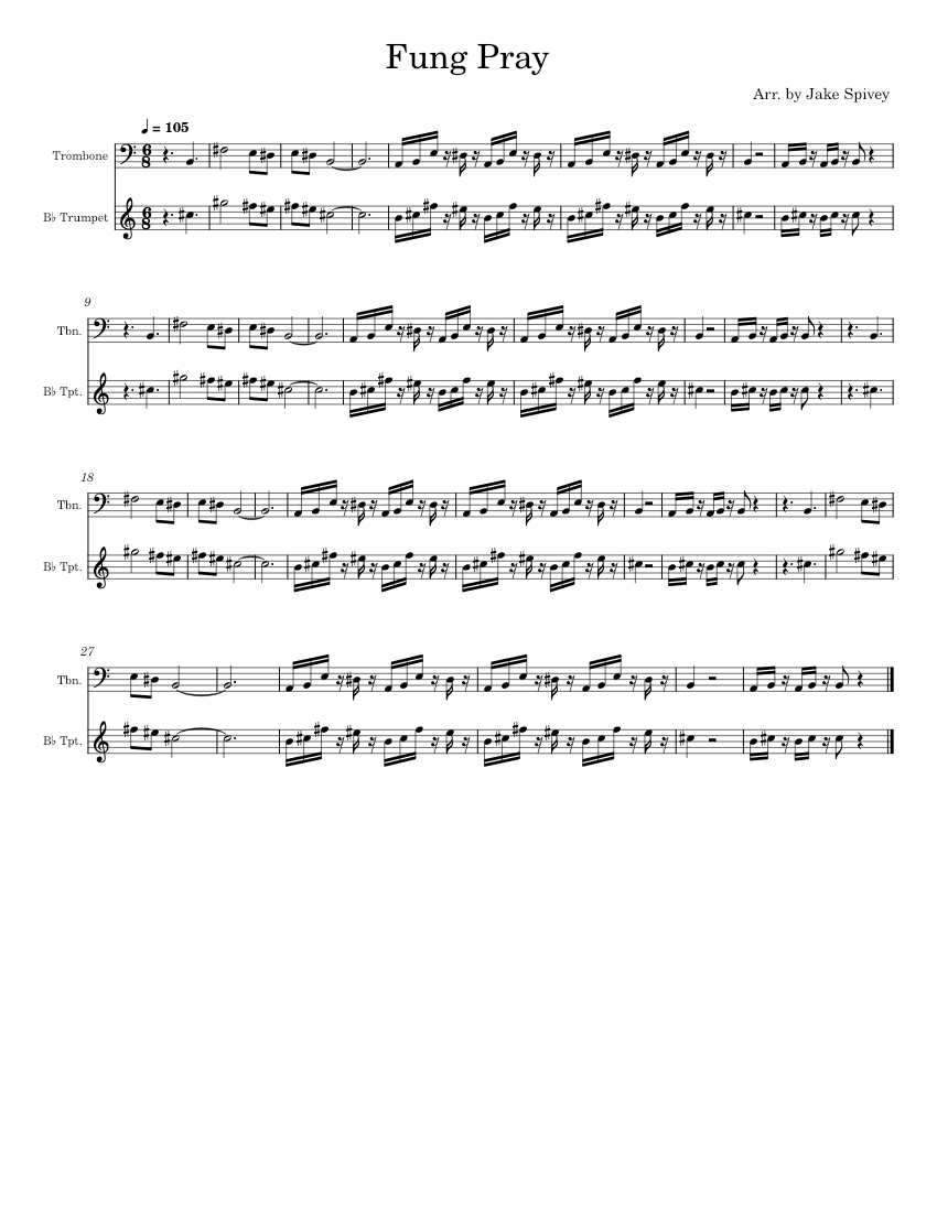 Fung Pray Sheet music for Trombone, Trumpet in b-flat (Brass Duet ...