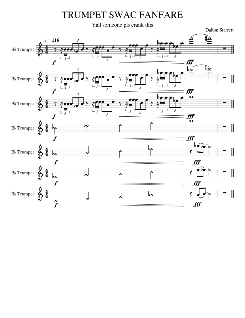 SWAC TYPE TRUMPET FANFARE Sheet Music for Trumpet in b-flat (Brass Ensemble) | MuseScore.com
