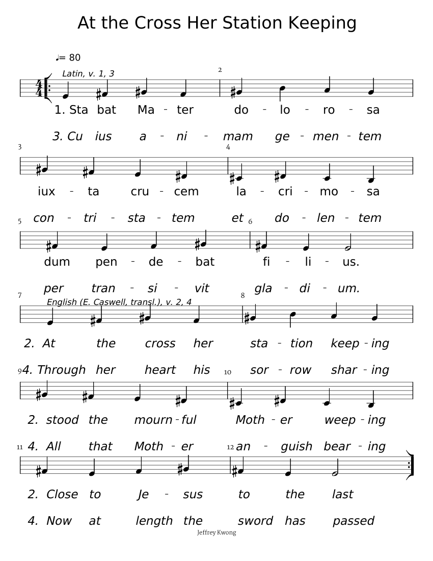 Stabat Mater - At the Cross Her Station Keeping - Mainz Gesangbuch ...