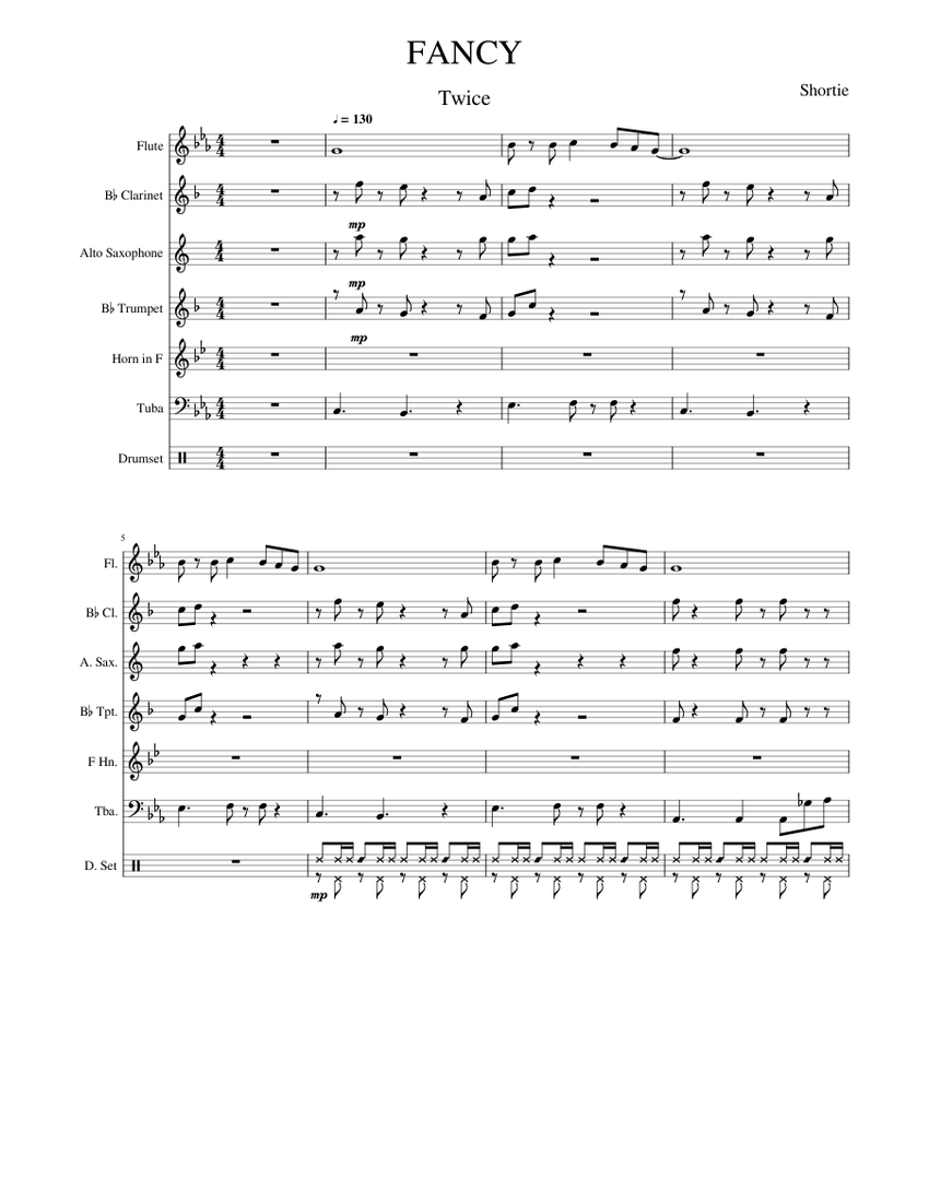 TWICE- Fancy Sheet Music for Tuba, Flute, Clarinet in b-flat, Saxophone ...