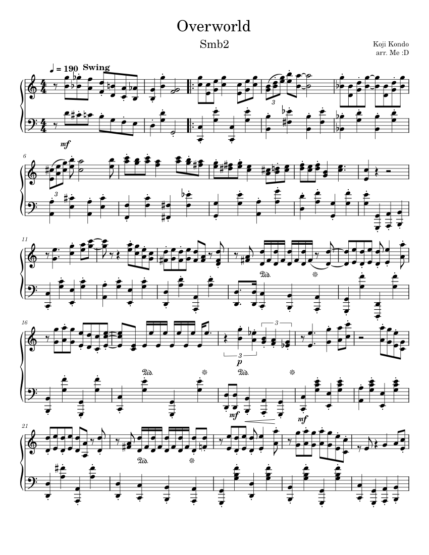 Overworld SMB2 theme :D Sheet Music for Piano (Solo) | MuseScore.com