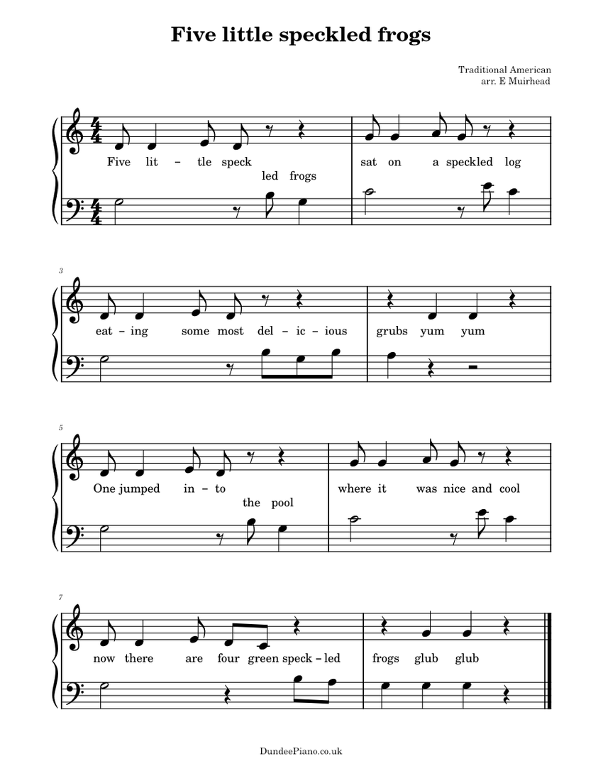 Five Little Speckled Frogs – Misc Traditional Sheet music for Piano ...