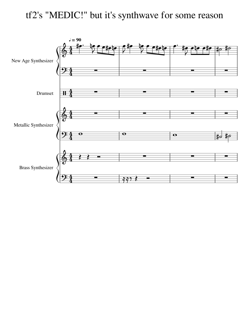 tf2's "MEDIC!" but it's synthwave for some reason Sheet Music for Drum ...