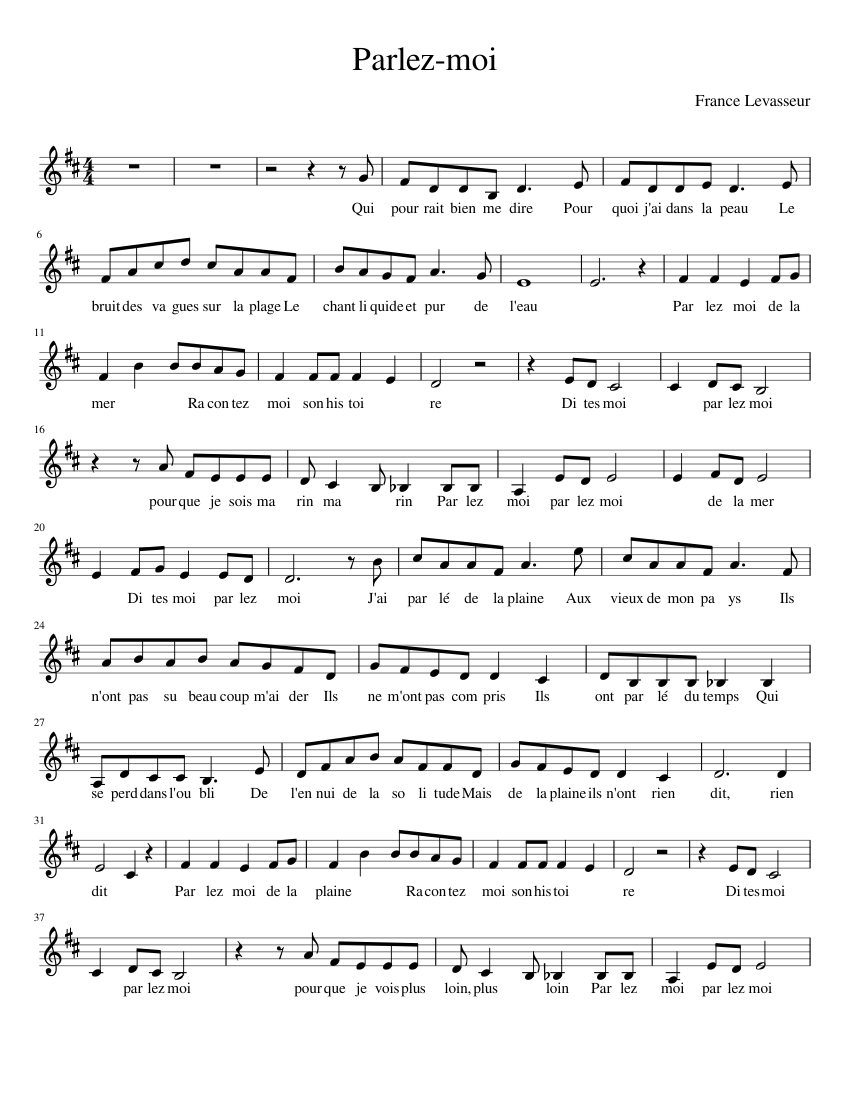 Parlez-moi Sheet music for Alto (Solo) | Musescore.com