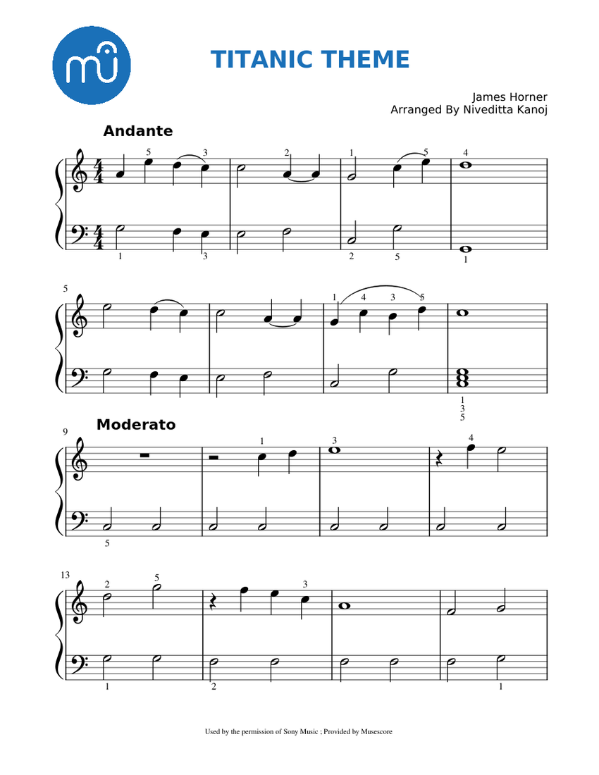 Titanic – James Horner Titanic Theme- Whitehatjr Sheet music for Piano ...