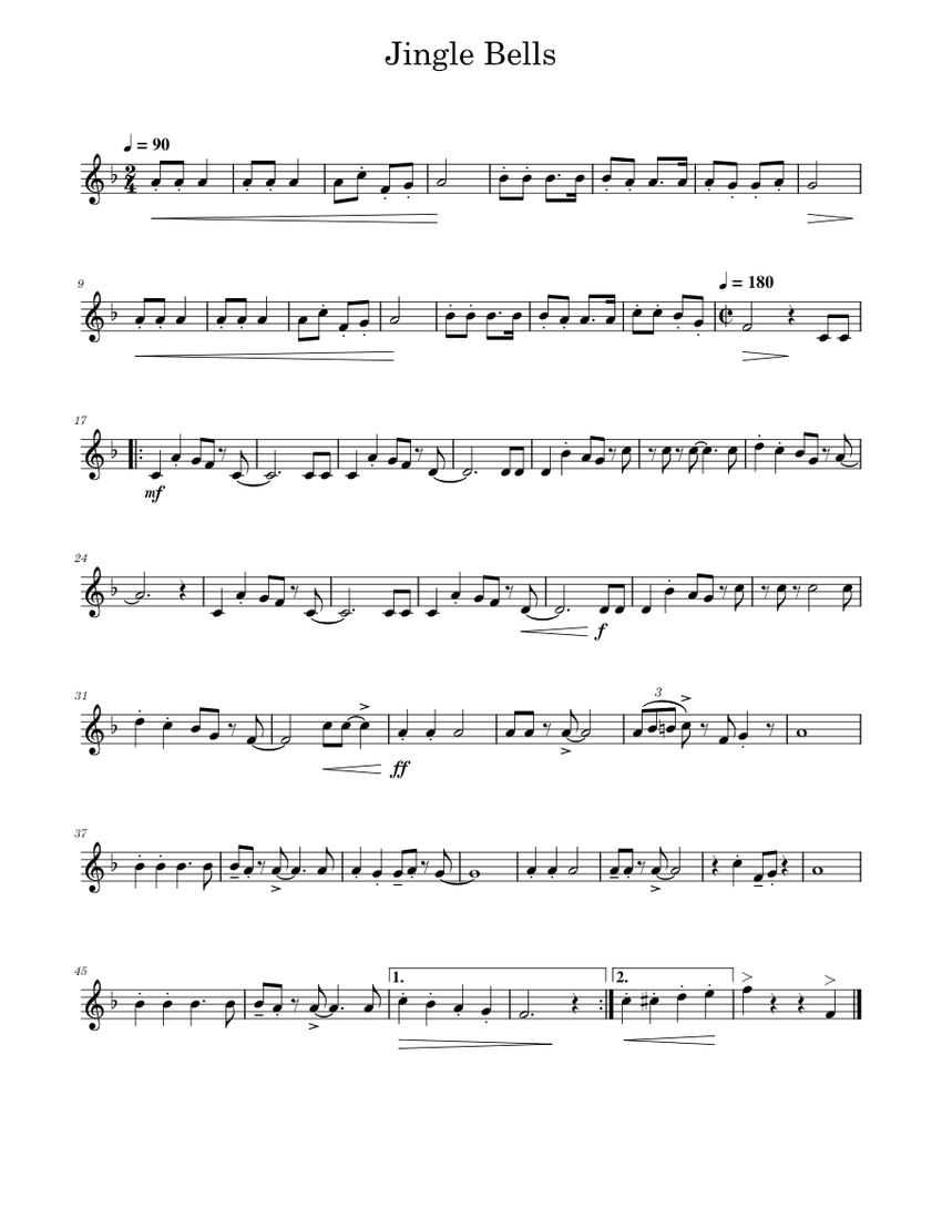 Jingle Bells Sheet music for Trumpet in b-flat (Solo) | Musescore.com