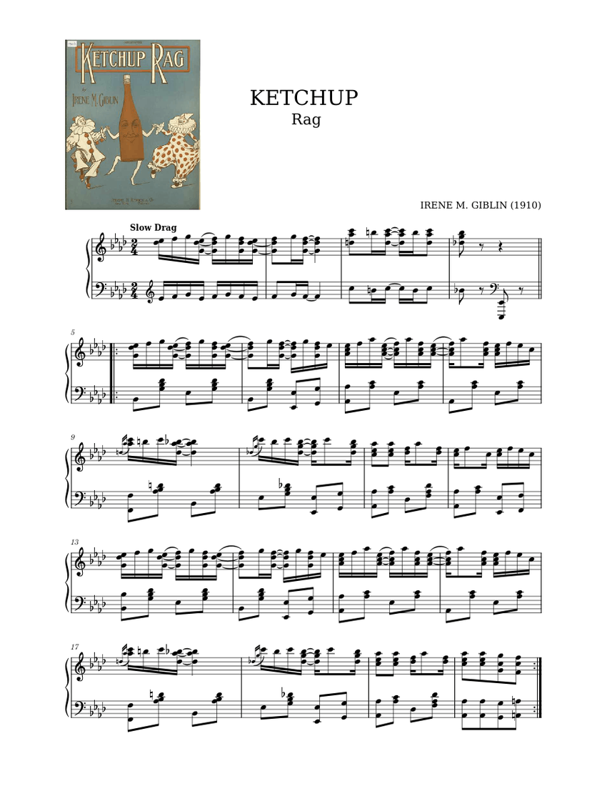 Ketchup Rag by Irene M. Giblin (1910) Sheet Music for Piano (Solo ...