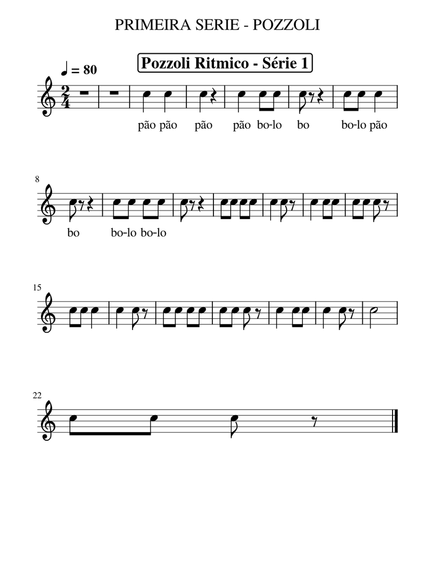 Pozzoli Ritmico 1 - (Pão e Bolo) Sheet music for Piano (Solo ...