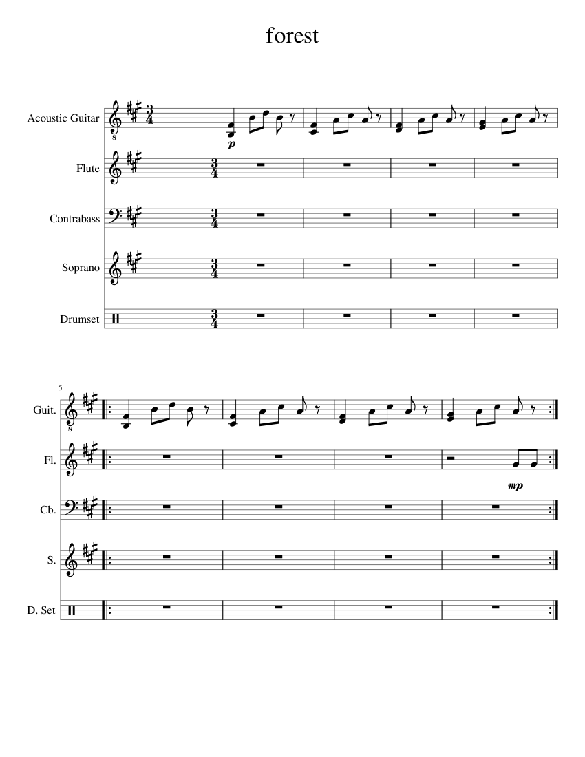 forest Sheet music for Soprano, Flute, Contrabass, Guitar & more ...