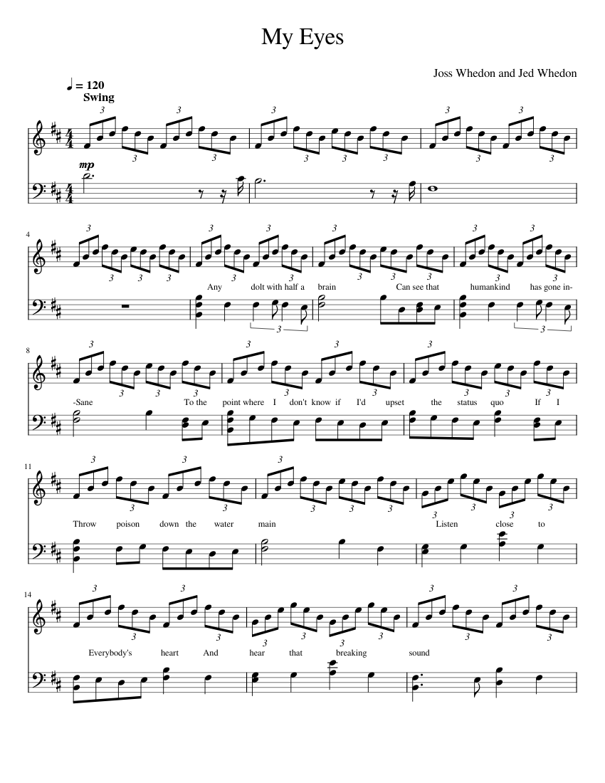 My Eyes - Dr Horrible's Sing Along Blog Sheet music for Piano (Solo ...