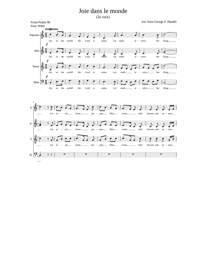 Joie dans le monde 2e voix ohhh Sheet music for Bass guitar (Solo ...