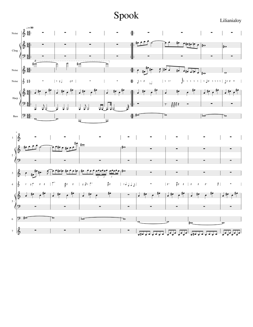 Spook (Four notes challenge) Sheet music for Piano, Soprano, Vocals ...