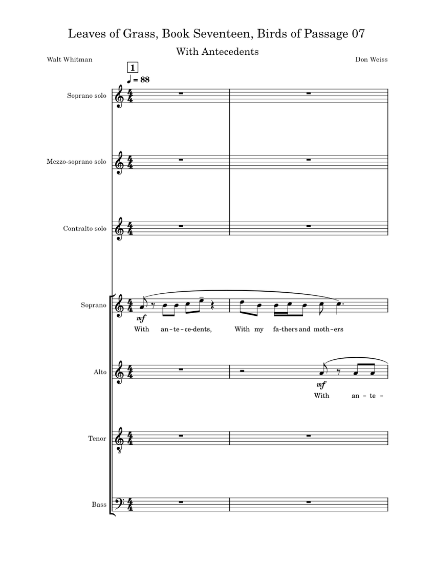 Leaves of Grass, Book Seventeen, Birds of Passage 07 Sheet music for ...