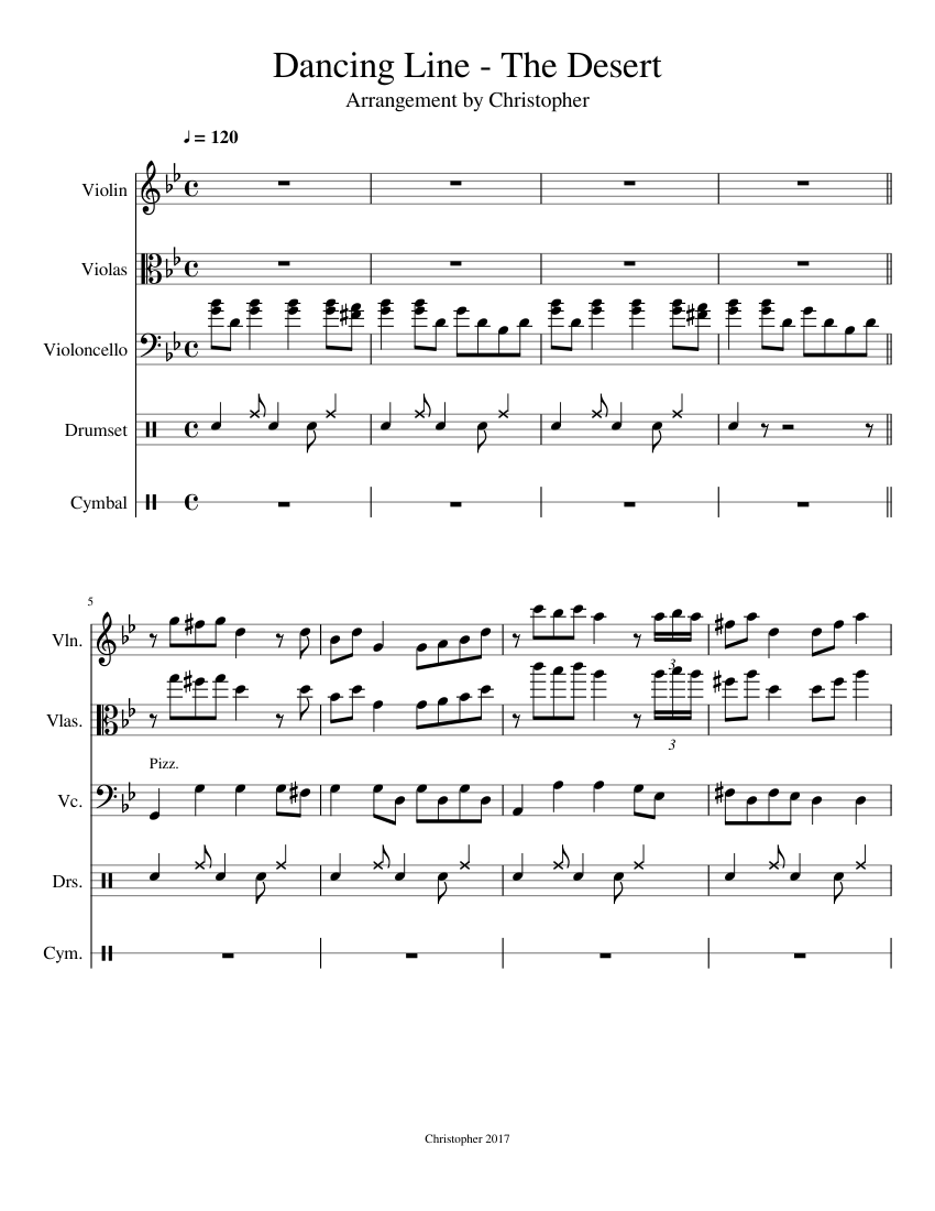 The Desert | Dancing Line Sheet music for Crash, Violin, Cello, Drum ...