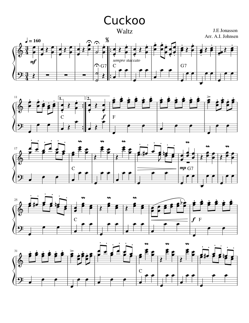 Cuckoo Sheet Music for Piano (Solo) | MuseScore.com