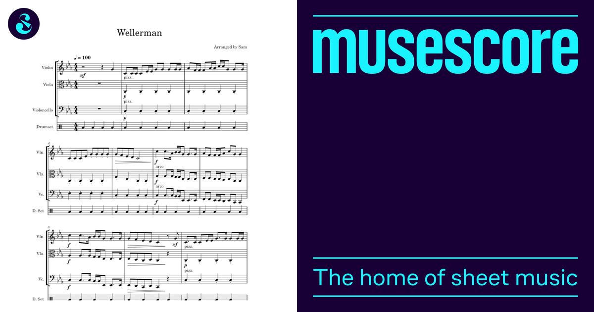 Wellerman Sheet music for Violin, Viola, Cello, Drum group (Mixed ...