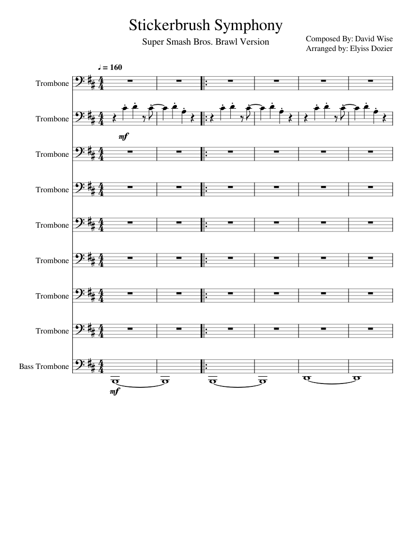 Stickerbrush Symphony Sheet music for Trombone, Trombone bass (Brass ...