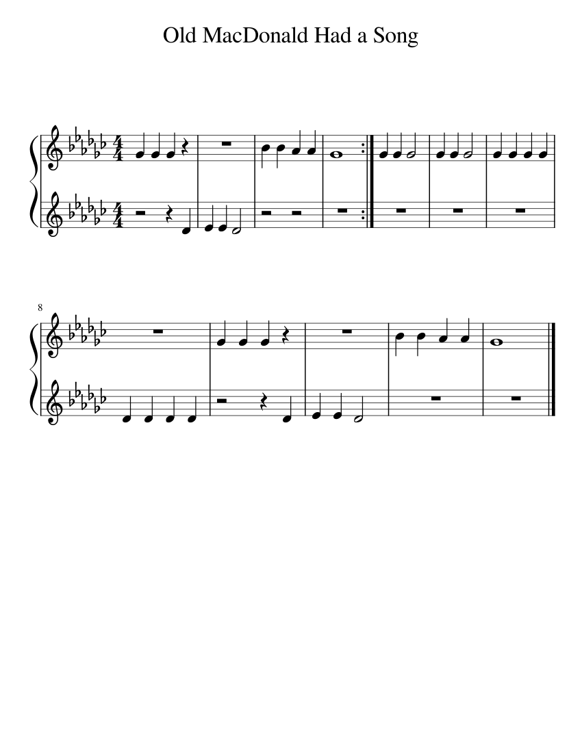 Old MacDonald Had a Song Sheet music for Piano (Solo) Easy | Musescore.com