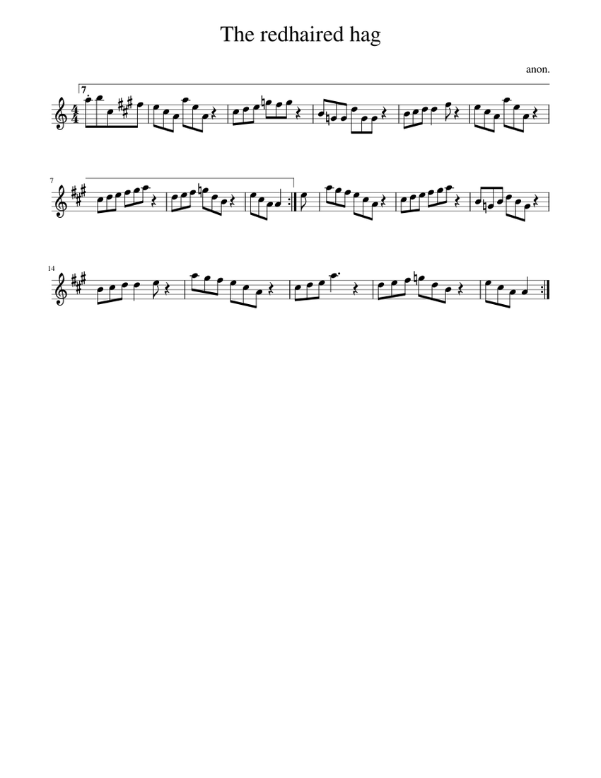 The redhaired hag Sheet music for Piano (Solo) Easy | Musescore.com