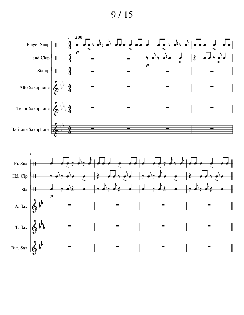 9/15 Sheet music for Saxophone alto, Saxophone tenor, Saxophone ...